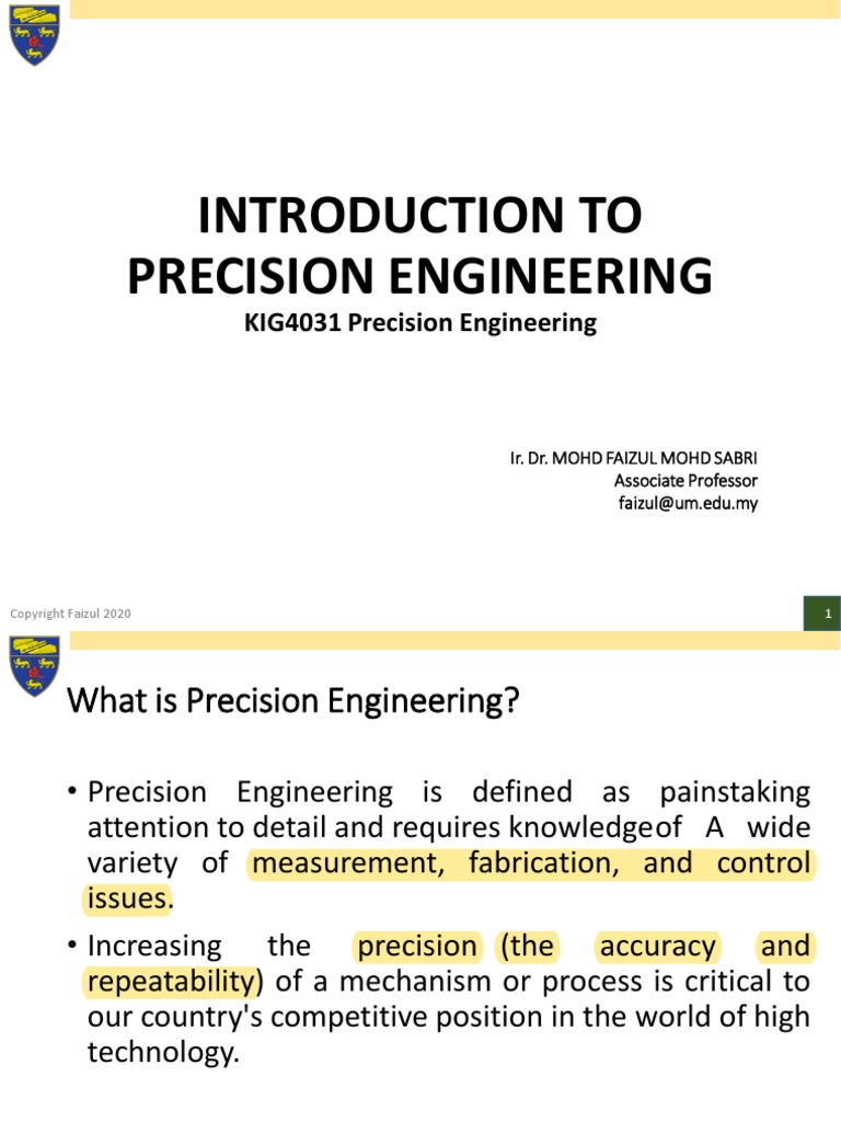 01 Introduction To Precision Eng | PDF | Accuracy And Precision | Machines