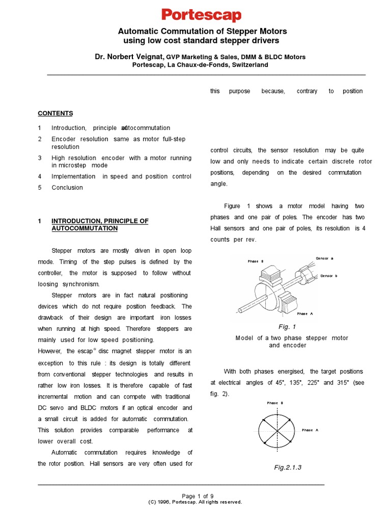 Ed WP Automatic Commutation of Stepper Motors | PDF | Electric Motor ...