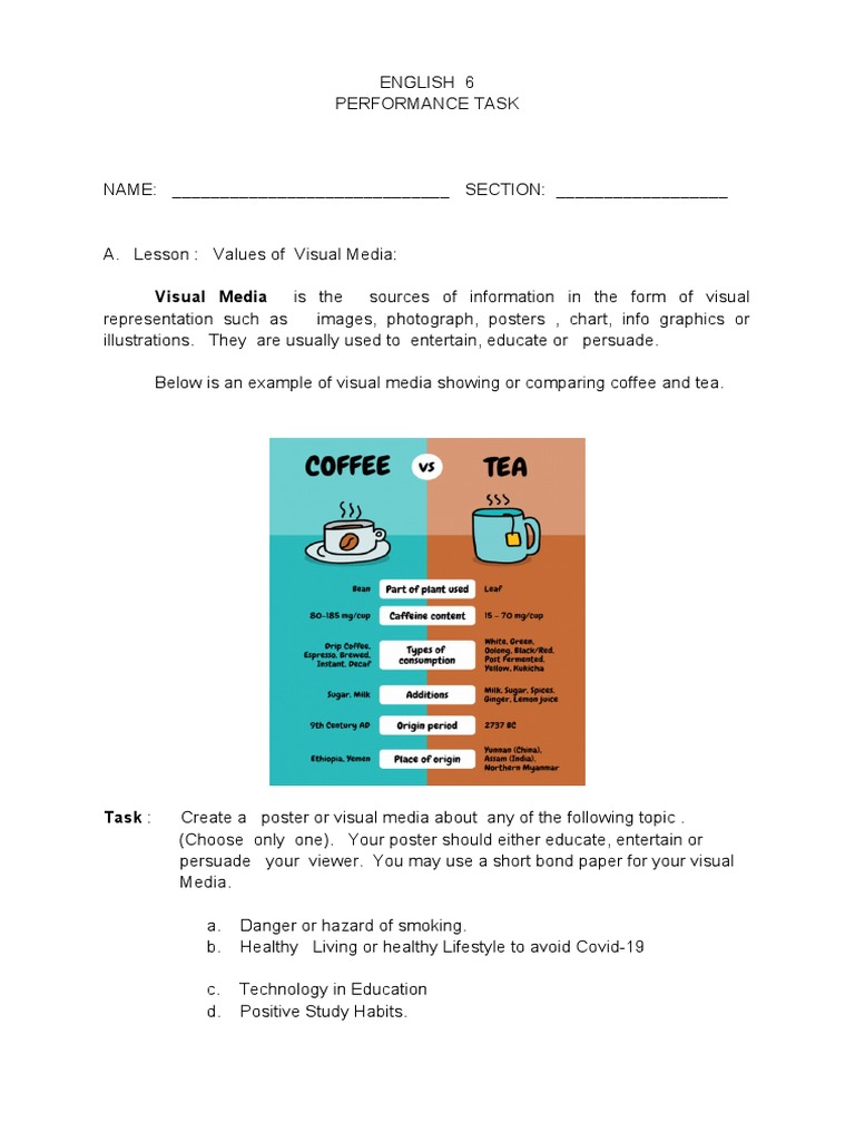Visual Media Performance Task Guide | PDF