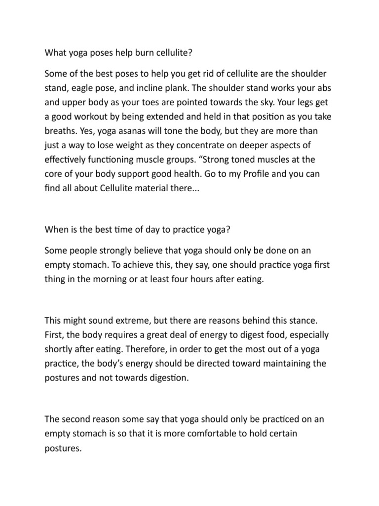 A4. What Yoga Poses Help Burn Cellulite | PDF