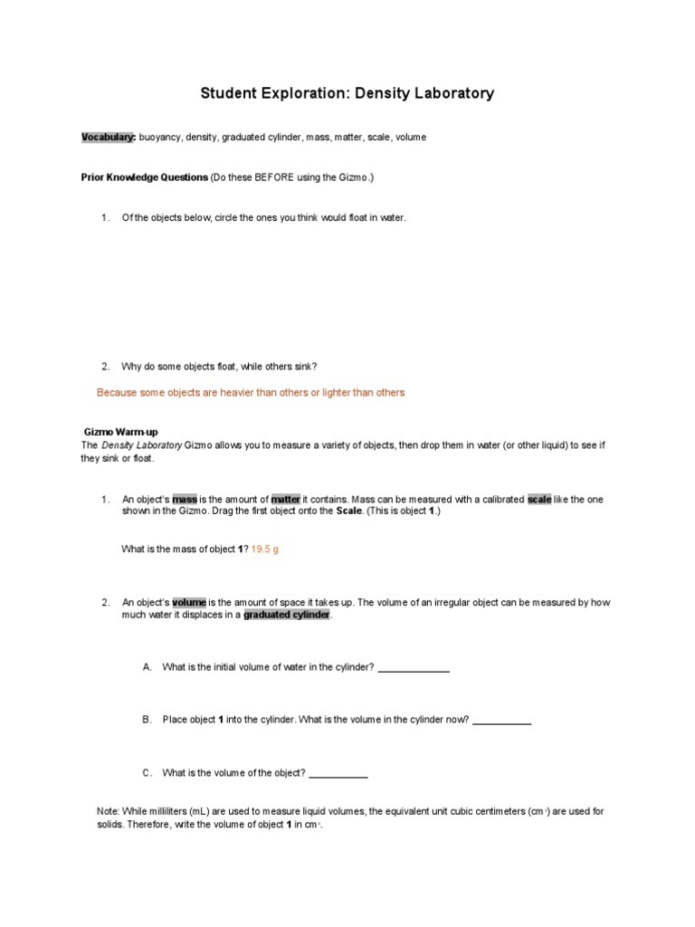 Exploration - Density Laboratory | PDF | Buoyancy | Density