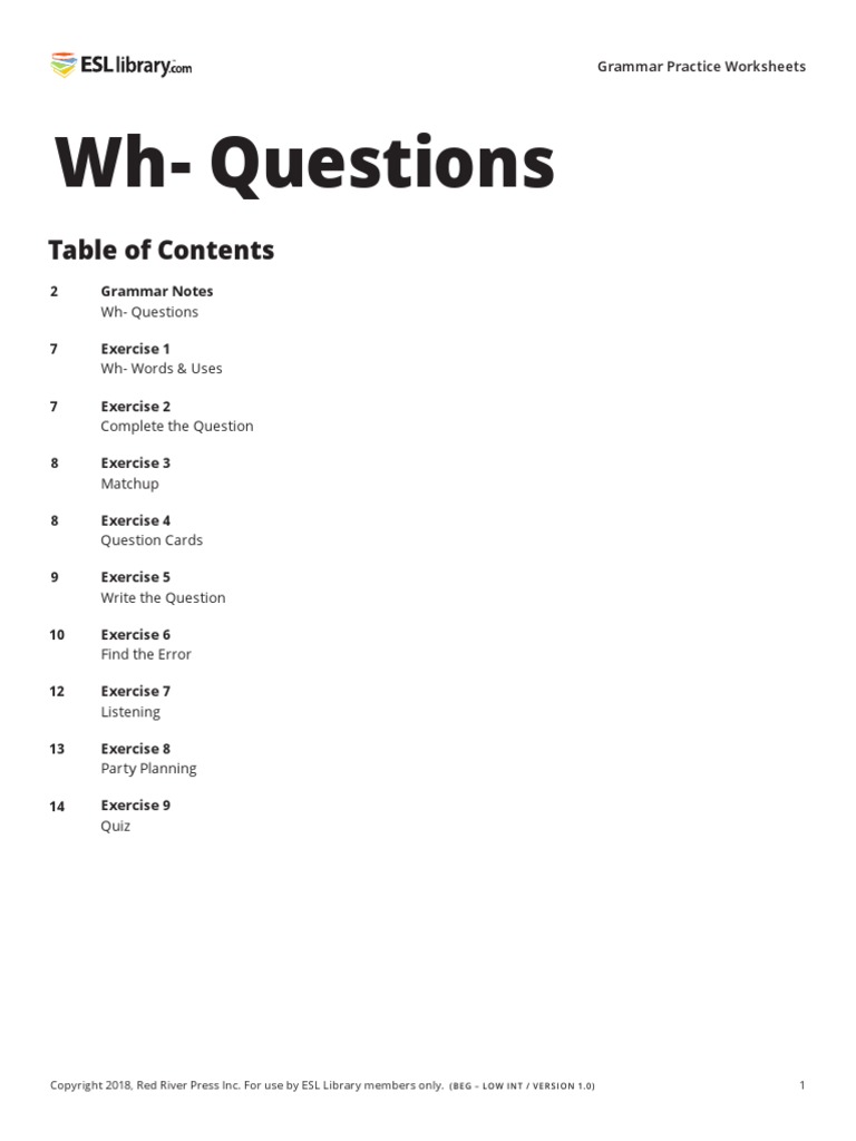 Wh-Questions WH - Words & Uses | PDF | Question | English Language