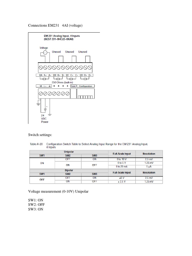 Connections EM231 4AI (Voltage) | PDF