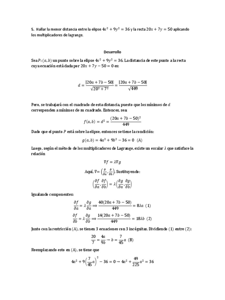Multiplicadores de Lagrange | PDF | Elipse | Matemática Elemental