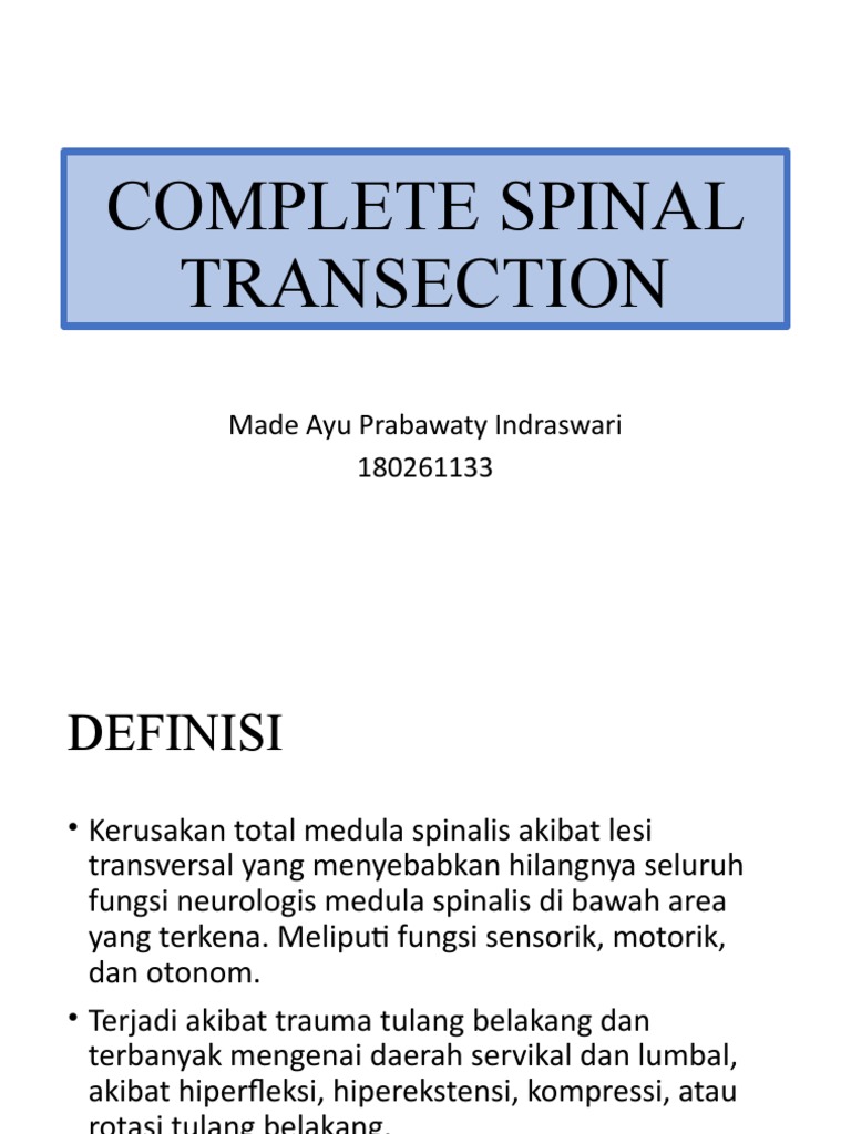 Complete Spinal Transection | PDF