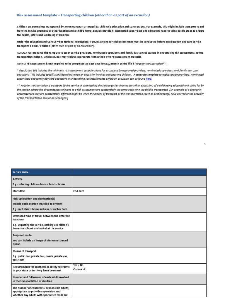 Transportation RiskAssessment Template 0 | PDF | Risk Assessment ...