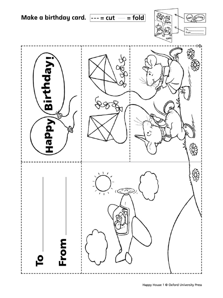Happy House 1 Unit 5 Craft 1 Make A Birthday Card | PDF