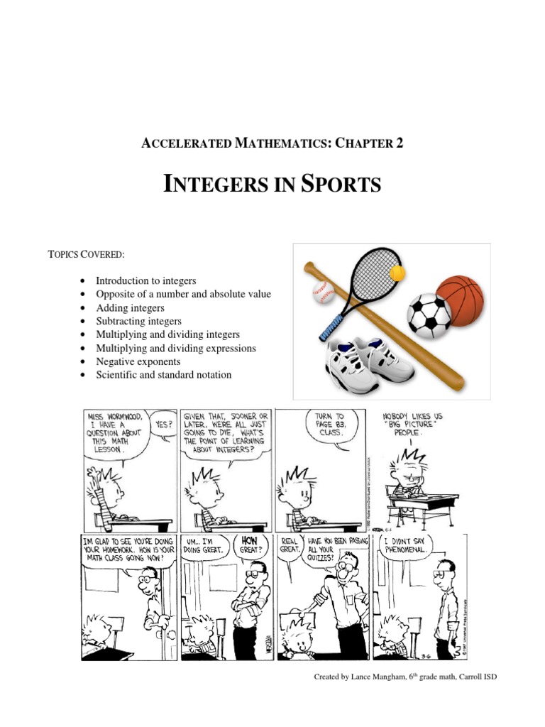 Chapter 2 Integer Sports | PDF | Par (Score) | Teaching Mathematics