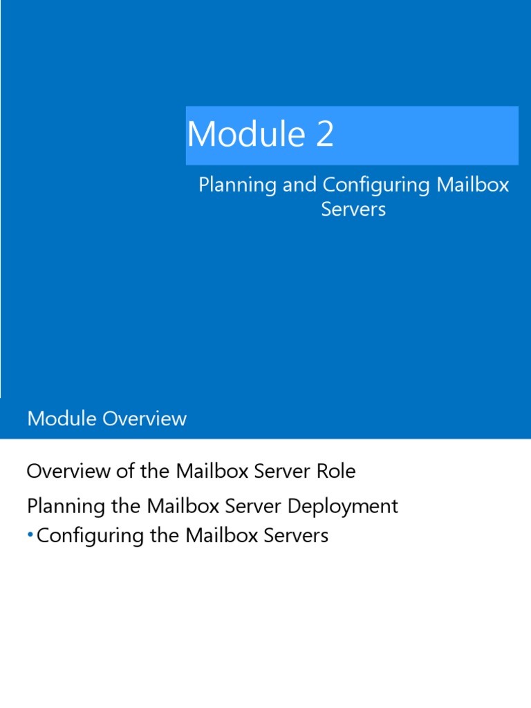 Planning and Configuring Mailbox Servers | PDF | Microsoft Exchange Server | Databases