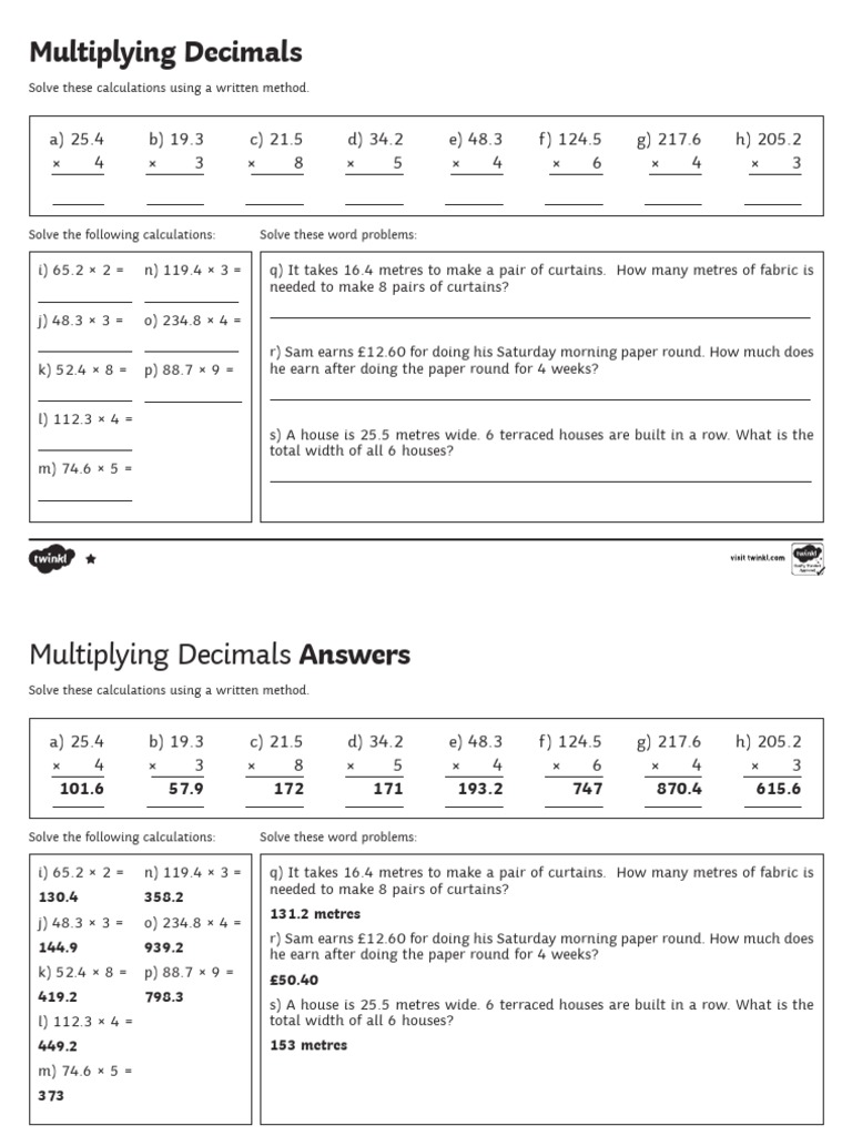 t2 M 4751 Problem Solving Involving Multiplication by Decimals Activity ...
