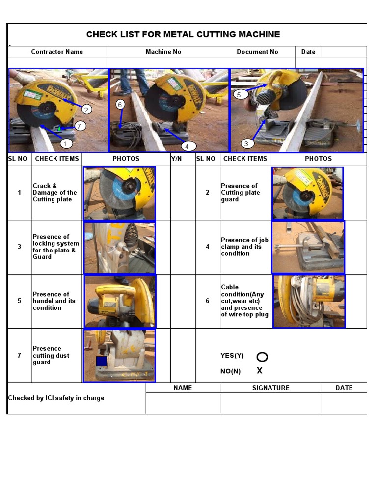 Check List For Metal Cutting Machine | PDF