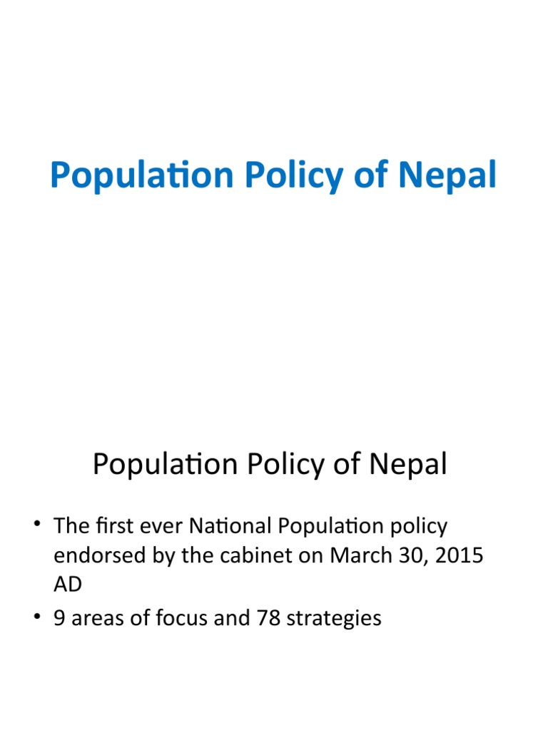 Population Policy of Nepal: Goals, Strategies and Targets for Managing ...