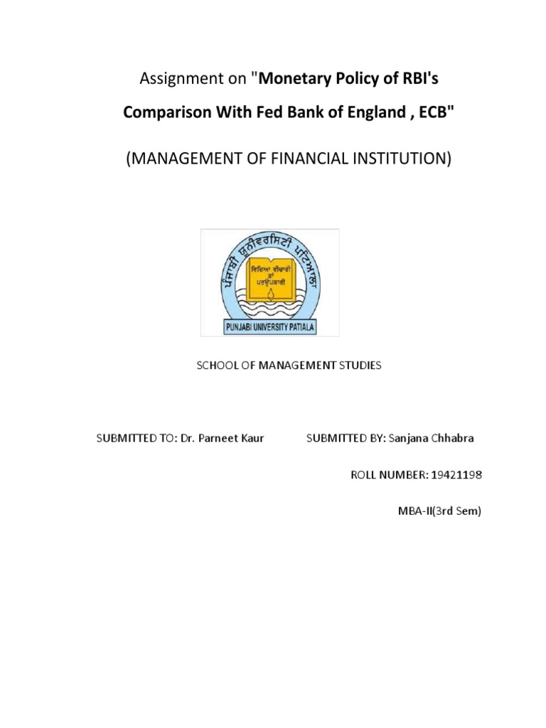 MFI Assignment | PDF | Open Market Operation | Monetary Policy