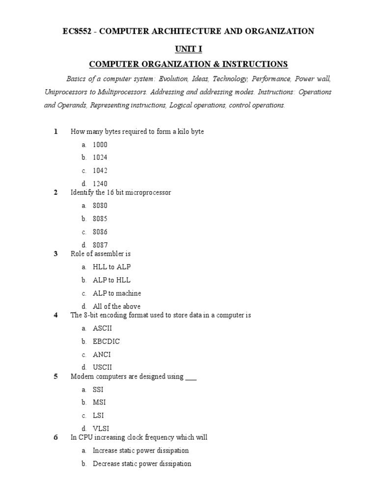 Ec8552 - Cao MCQ | PDF | Cache (Computing) | Central Processing Unit