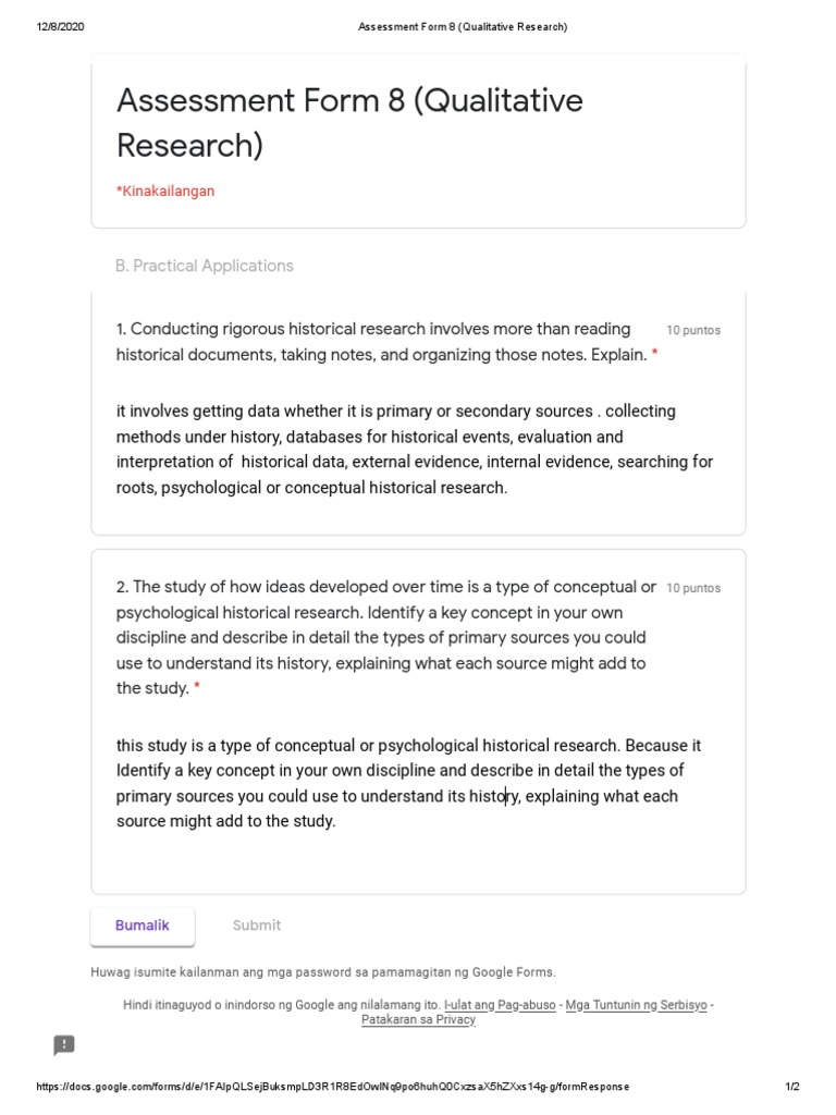 Qualitative Research Assessment Form | PDF | Career & Growth