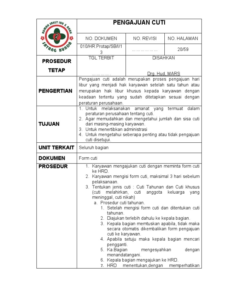 Sop Pengajuan Cuti | PDF