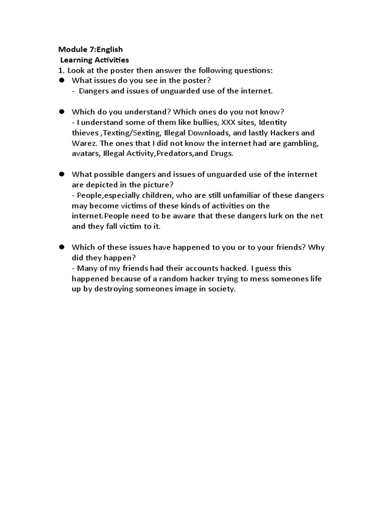 Internet Dangers and Awareness Issues | PDF