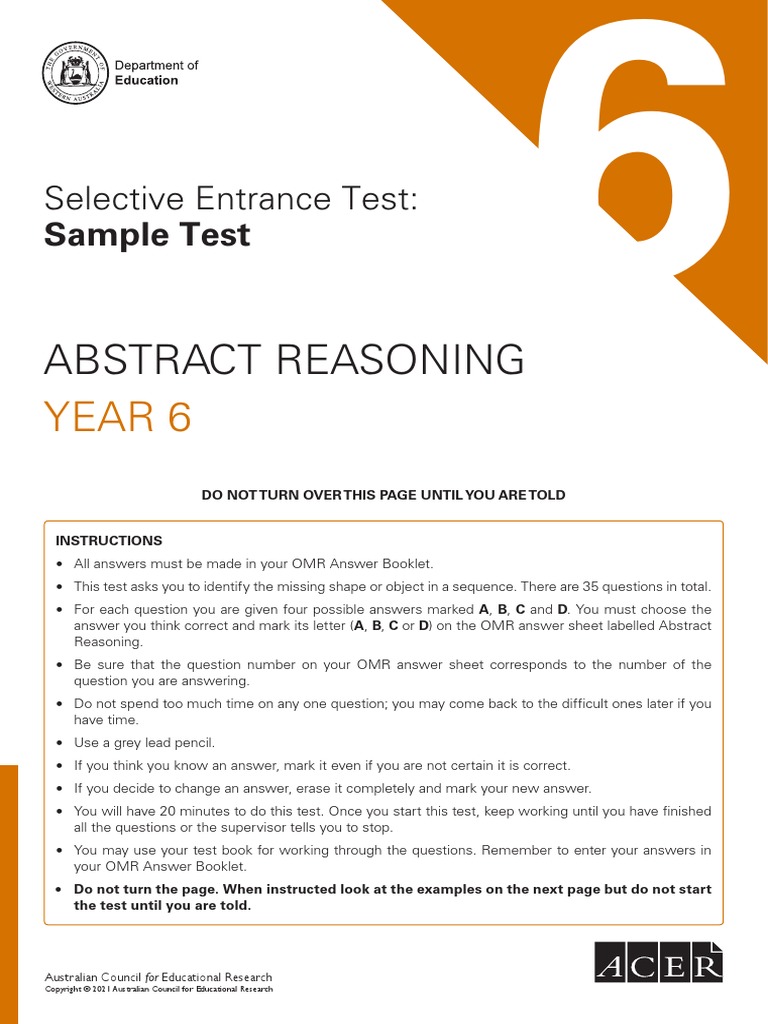 ASET Abstract Reasoning Sample Test | PDF | Cognition