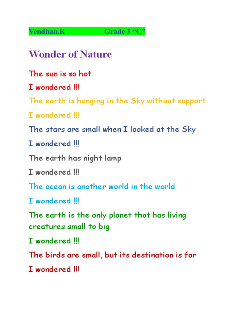 Wonder of Nature - Poem | PDF