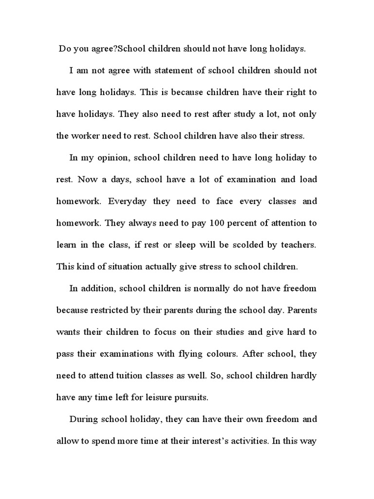 School Children Should Not Have Long Holidays | PDF