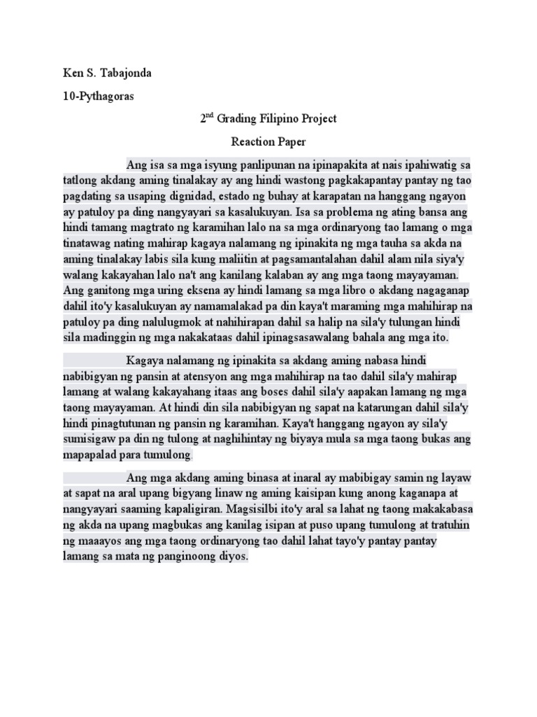 Reaction Paper | PDF