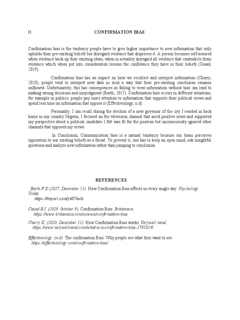 Understanding Confirmation Bias Effects | PDF | Social Science | Self ...