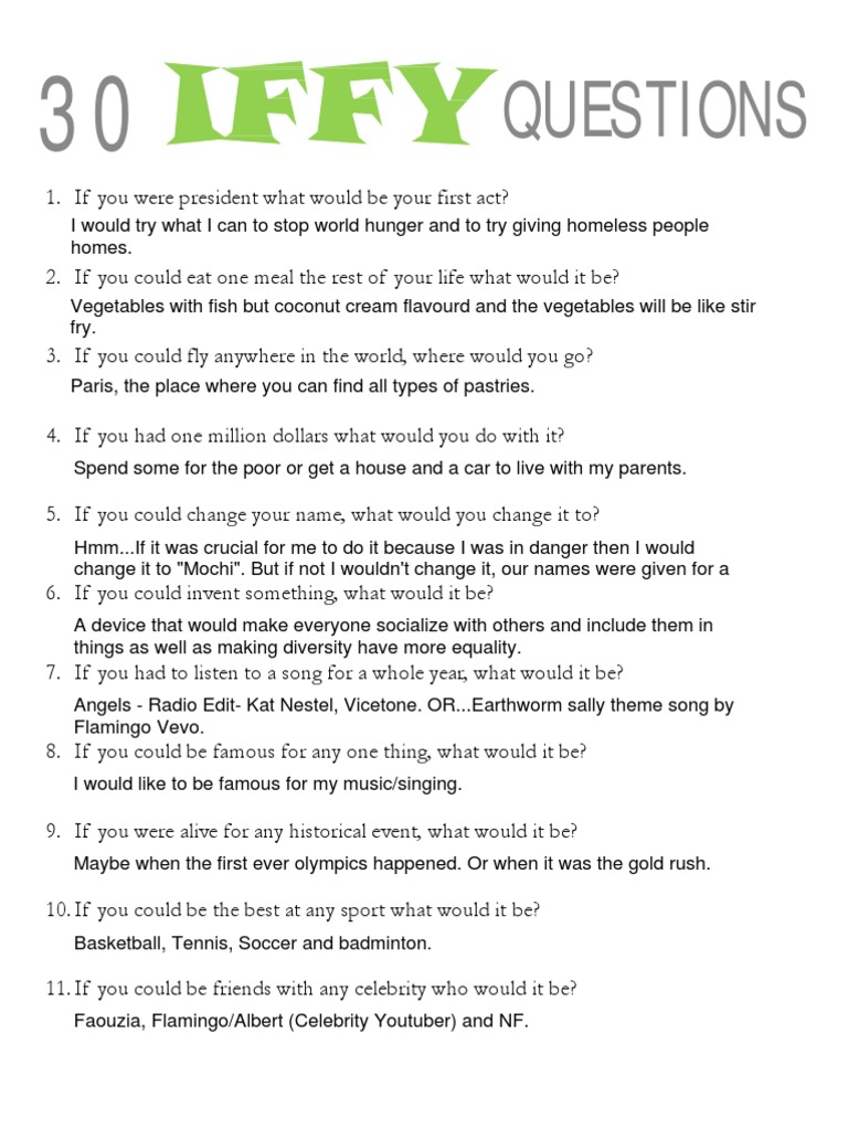30 IFFY Questions | PDF | Foods
