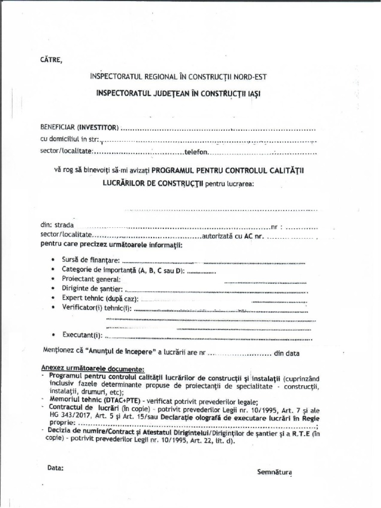 Cerere Emitere Plan de Urmarire Si Control | PDF