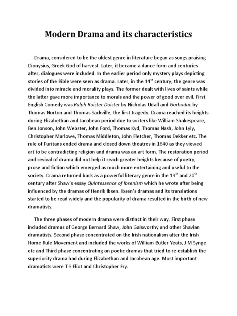 Modern Drama and Its Characteristics | PDF | Surrealism | English ...