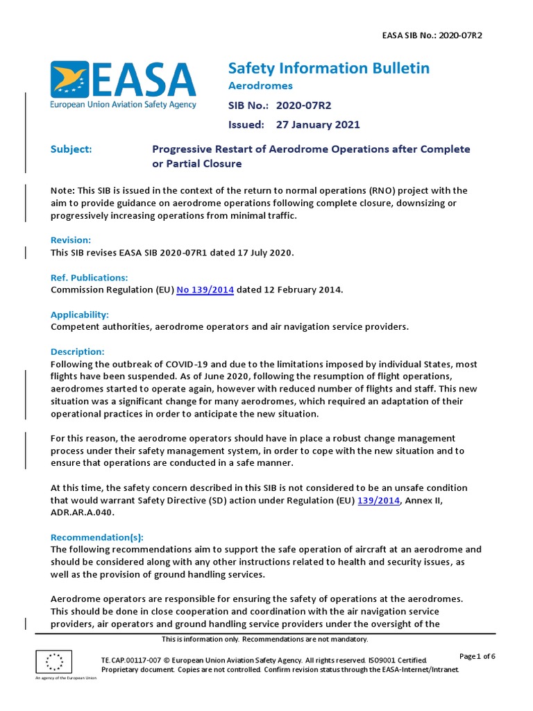 Safety Information Bulletin: Aerodromes | PDF | Airport | Air Traffic ...