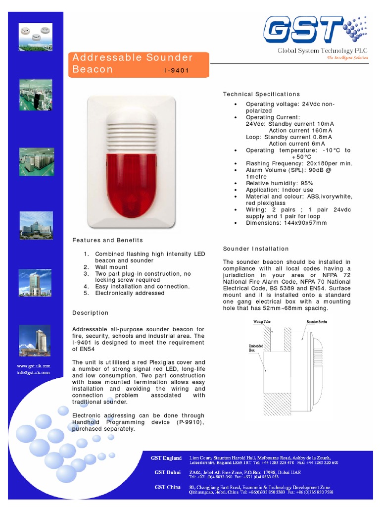 Addressable Sounder Beacon: Technical Specifications | PDF | Electrical ...