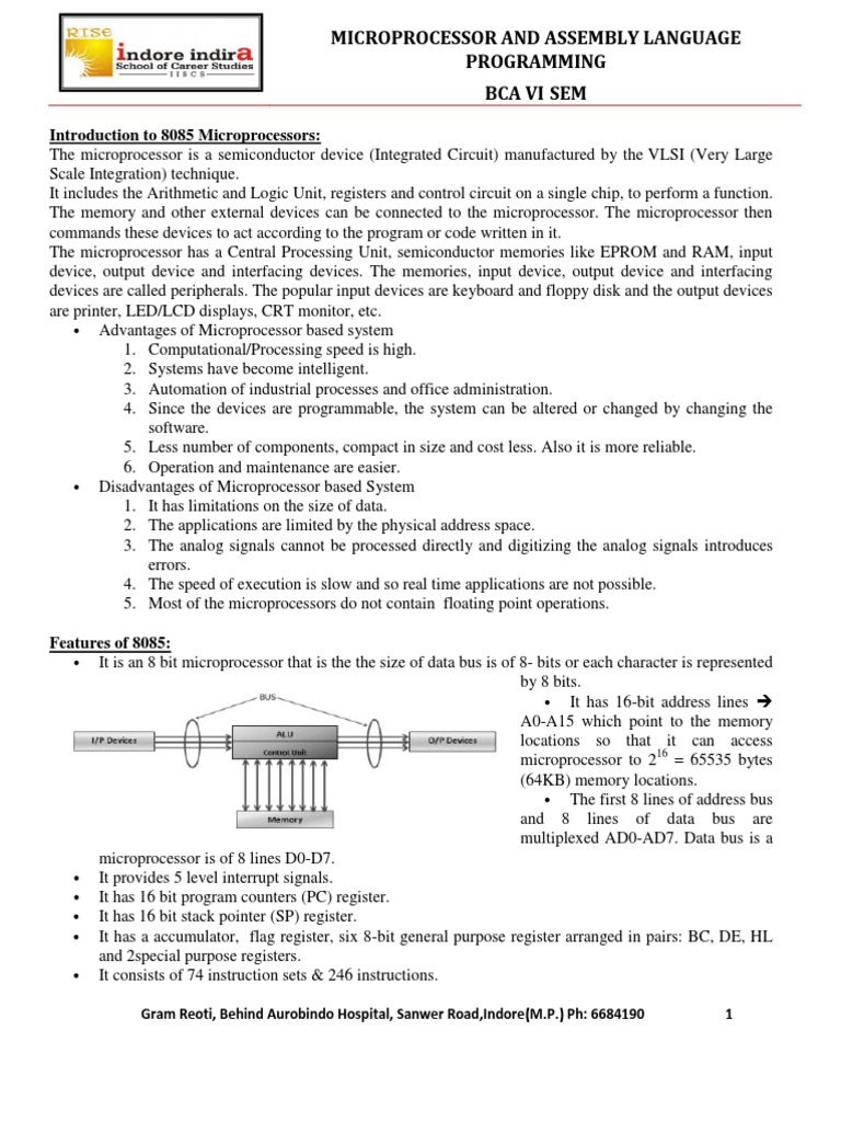 Bca Vi Sem Microprocessor And Assembly Language Programming Pdf Microprocessor Central