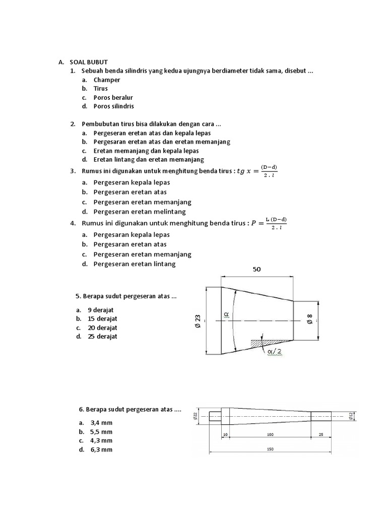 PDF Latihan Soal Bubut XII | PDF