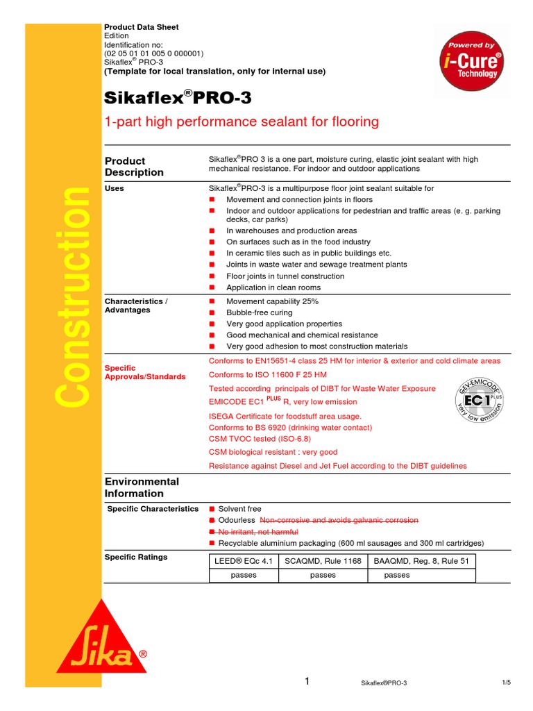 Sikaflex Pro 3 I Cure | PDF | Abrasive | Paint