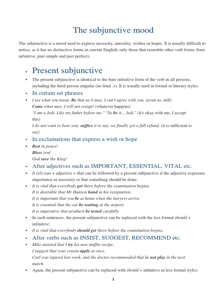 The Subjunctive Mood | PDF | Grammatical Conjugation | Languages