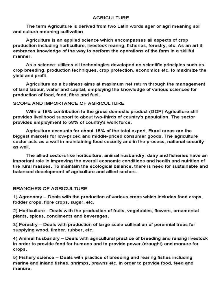 Agricultural & Agriculture Crop Production | PDF