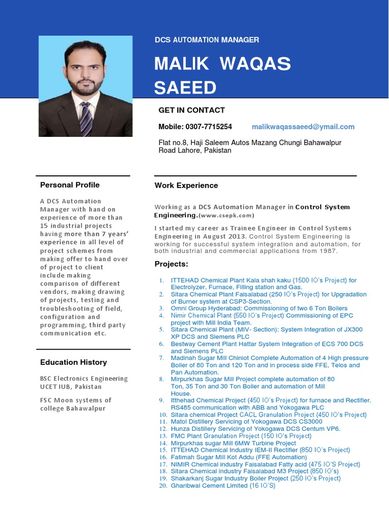 Waqas Saeed CV | PDF | Automation | Control Theory