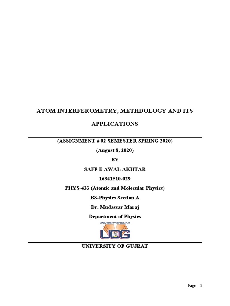Atom Interferometry, Methdology and Its Applications | PDF | Interferometry | Optics