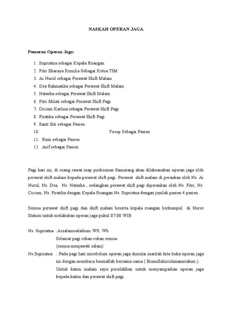 Naskah Operan Jaga | PDF