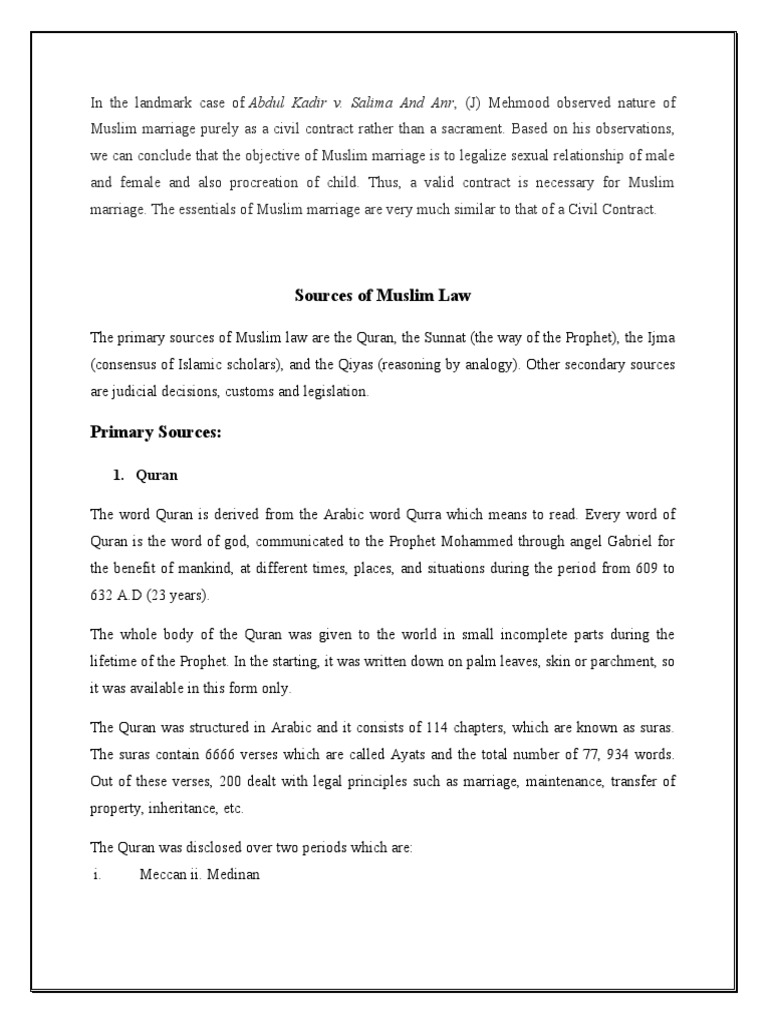 Sources of Muslim Law: 1. Quran | PDF | Quran | Islam