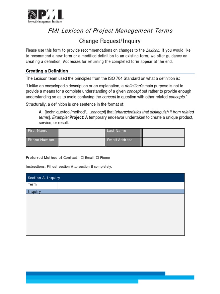 Pmi Lexicon Change Request | PDF | Business