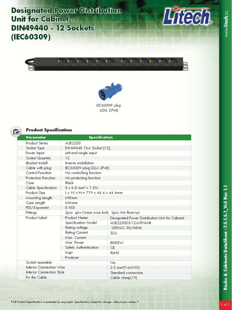 7.5.1.5.1 - Designated Power Distribution Unit For Cabinet-DIN49440 ...