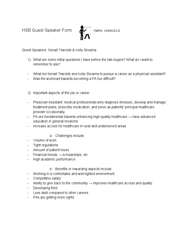 Jessica Le - Guest Speaker Form | PDF | Career & Growth | Self-Improvement