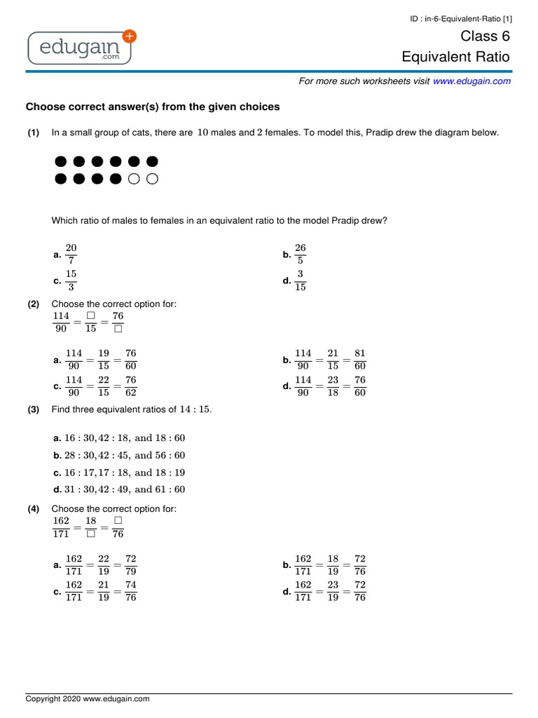 Grade 6 Equivalent Ratio in | PDF | Ratio | Elementary Mathematics