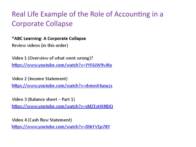 Real Life Example of The Role of Accounting in A Corporate Collapse | PDF