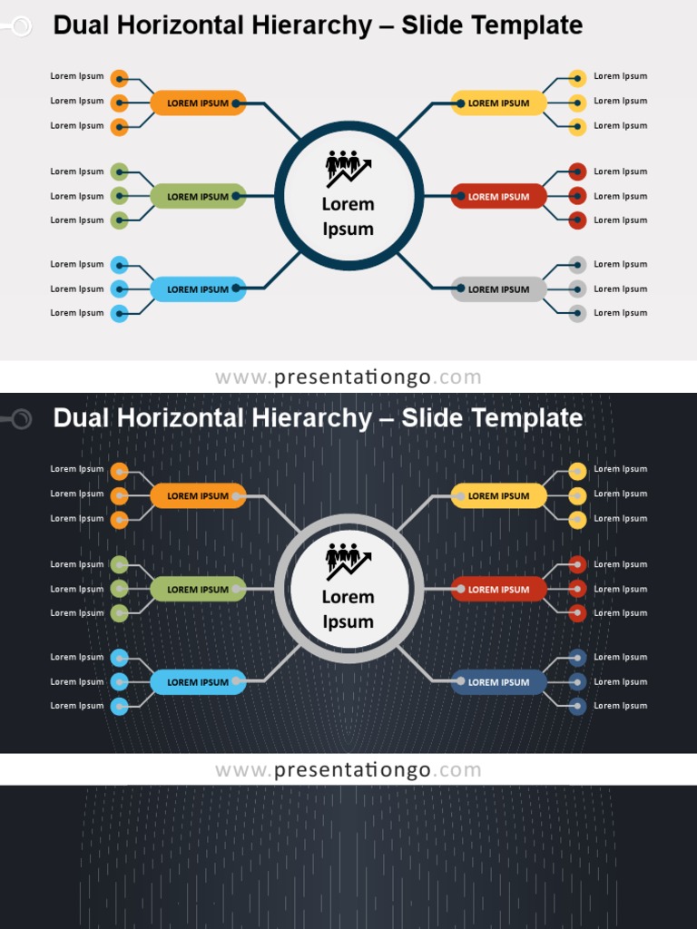 Dual horizontal hierarchy slide template | PDF