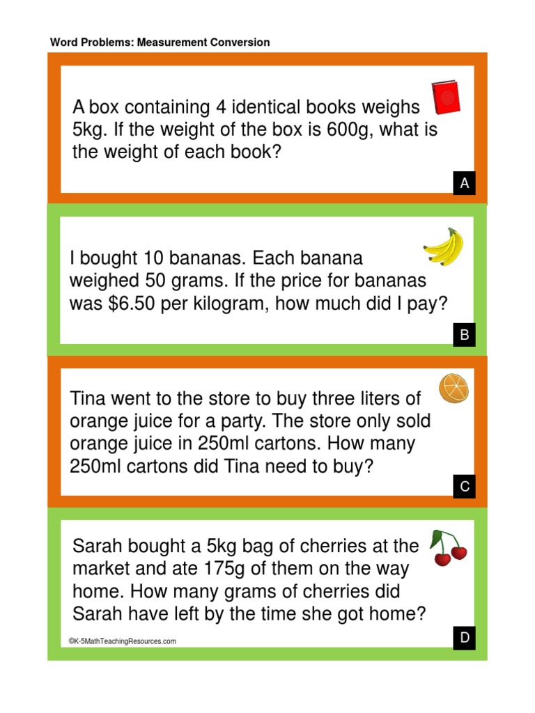 Word Problems Measurement Conversion | PDF | Metrology | Quantity