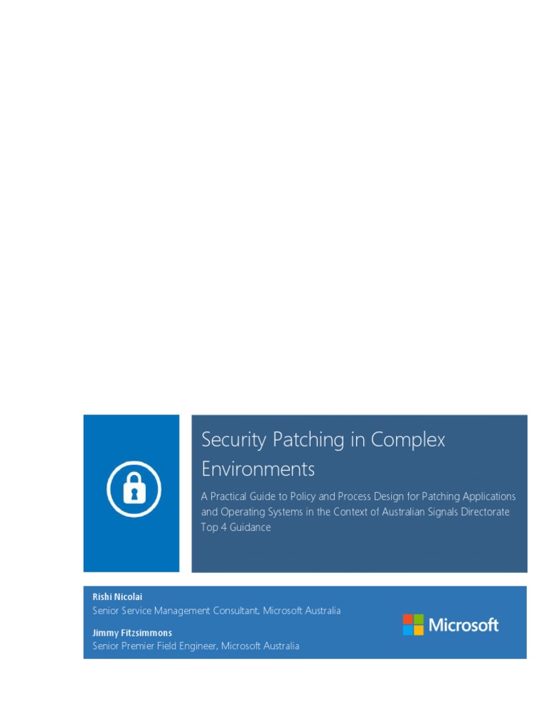 Security Patching in Complex Environments v1.0 | PDF | Vulnerability (Computing) | Information ...
