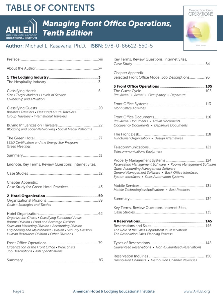 Managing Front Office Operations, Tenth Edition: Author: Michael L ...