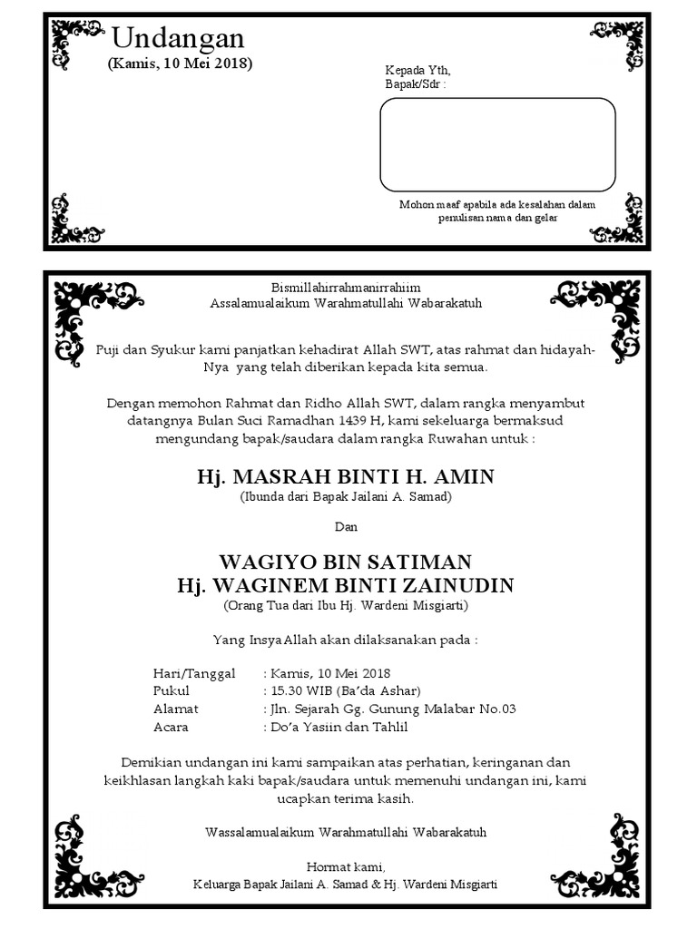 Undangan Ruwahan | PDF